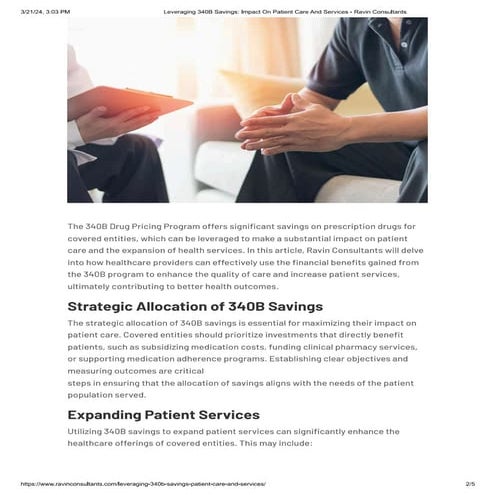 Leveraging 340B Savings: Impact on Patient Care and Services | PDF