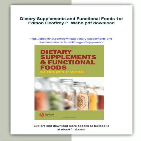 Dietary Supplements and Functional Foods 1st Edition Geoffrey P. Webb | PDF