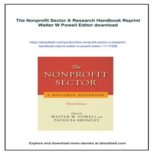 The Nonprofit Sector A Research Handbook Reprint Walter W Powell Editor ...
