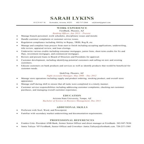 Sarah Lykins Resume | DOC