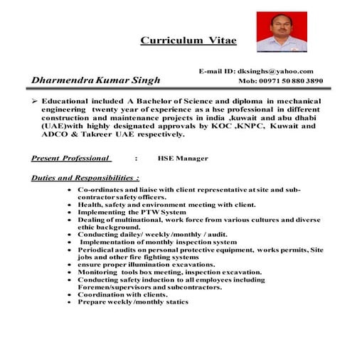 CV HSE Manager | DOCX