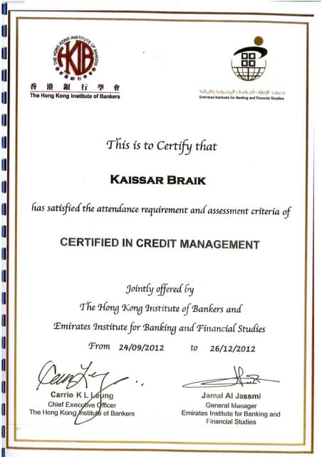 certificate of kaissar | PDF