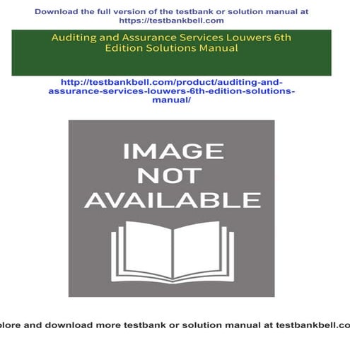 Free Access to Auditing and Assurance Services Louwers 6th Edition ...