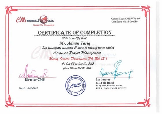 Certificate Oracle Primavera P6 Oracle University | PDF