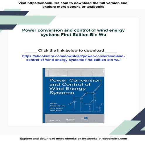 Power conversion and control of wind energy systems First Edition Bin ...