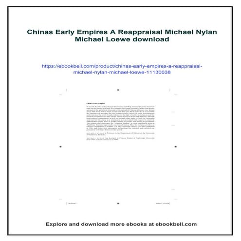 Chinas Early Empires A Reappraisal Michael Nylan Michael Loewe | PDF