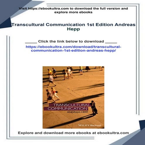 Transcultural Communication 1st Edition Andreas Hepp | PDF