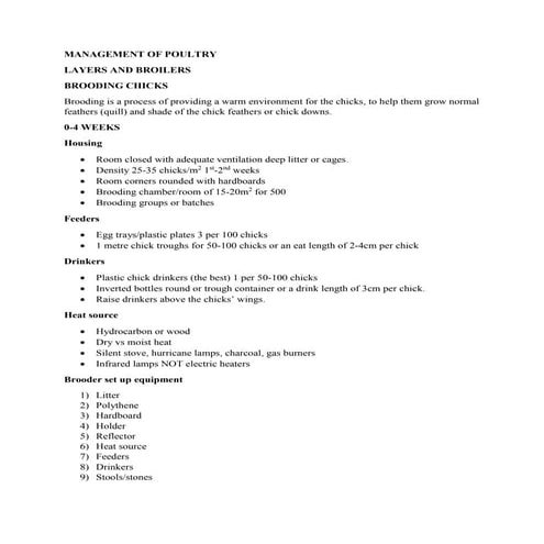 MANAGEMENT OF POULTRY | PDF