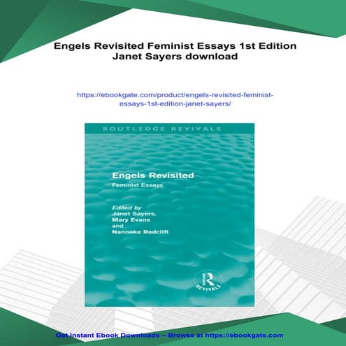 Engels Revisited Feminist Essays 1st Edition Janet Sayers | PDF