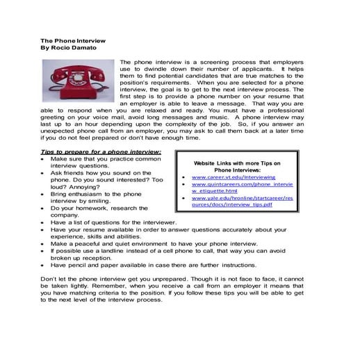 The Phone Interview | DOCX