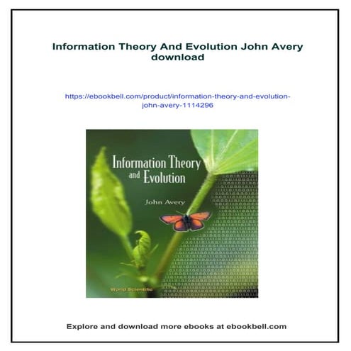 Information Theory And Evolution John Avery | PDF
