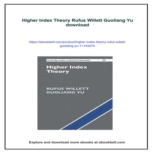 Higher Index Theory Rufus Willett Guoliang Yu | PDF