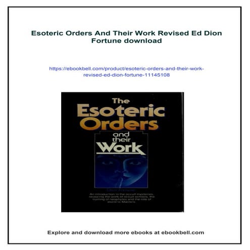 Esoteric Orders And Their Work Revised Ed Dion Fortune | PDF