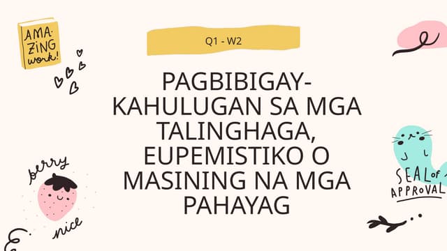 Filipino 8 Matalinghagang Pahayag | PPTX