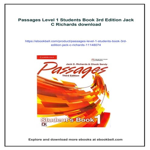 Passages Level 1 Students Book 3rd Edition Jack C Richards | PDF
