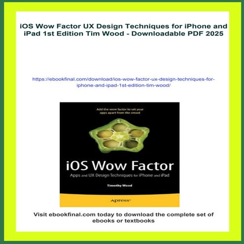 iOS Wow Factor UX Design Techniques for iPhone and iPad 1st Edition Tim ...