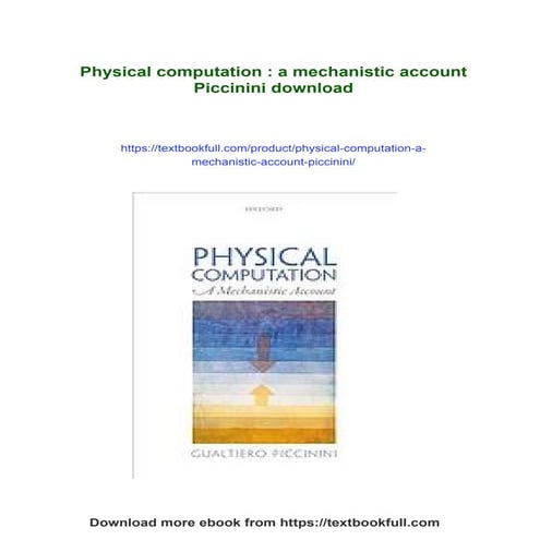 Physical computation : a mechanistic account Piccinini | PDF
