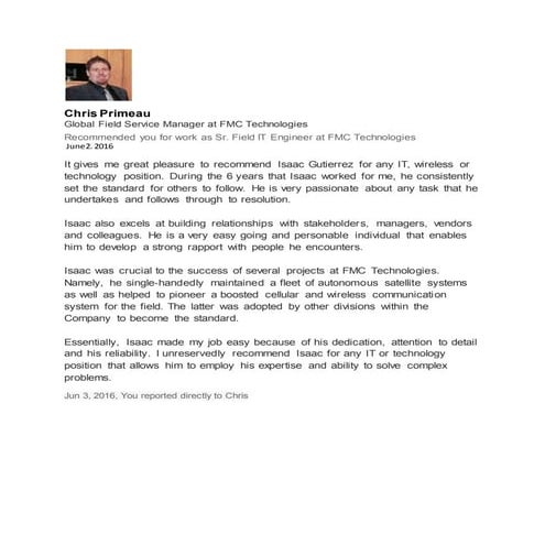 Chris Primeau letter of recommendation | DOCX