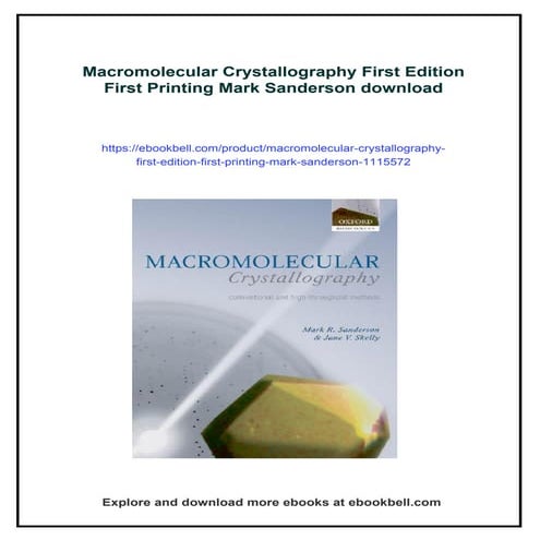 Macromolecular Crystallography First Edition First Printing Mark ...