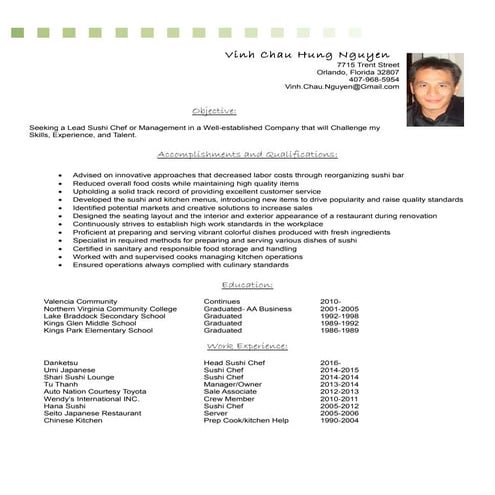 vinnie resume with pix for sushi | DOC