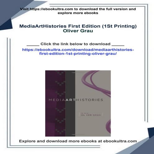 MediaArtHistories First Edition (1St Printing) Oliver Grau | PDF
