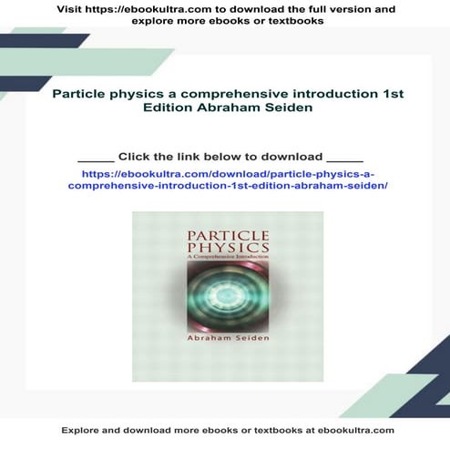 Particle physics a comprehensive introduction 1st Edition Abraham Seiden | PDF