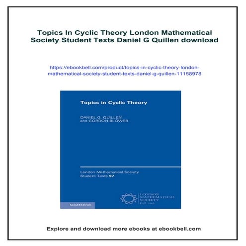 Topics In Cyclic Theory London Mathematical Society Student Texts ...