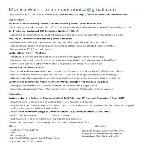 Monica Resume 17' | PDF