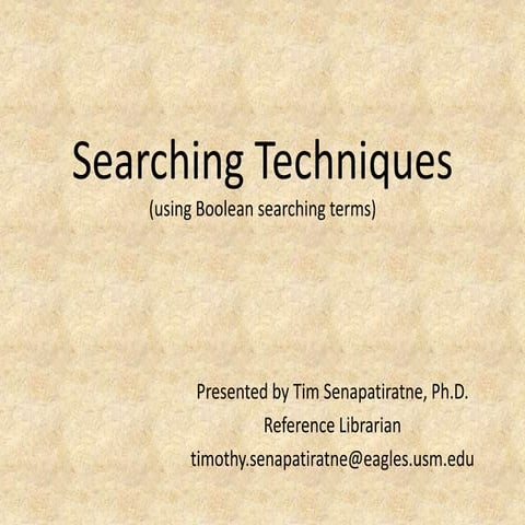LIS557: Searching Techniques | PPTX | Search | Internet