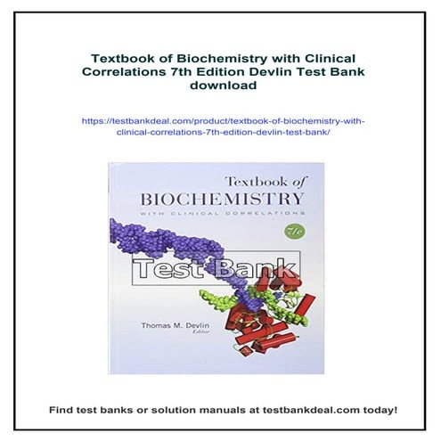 Textbook of Biochemistry with Clinical Correlations 7th Edition Devlin ...