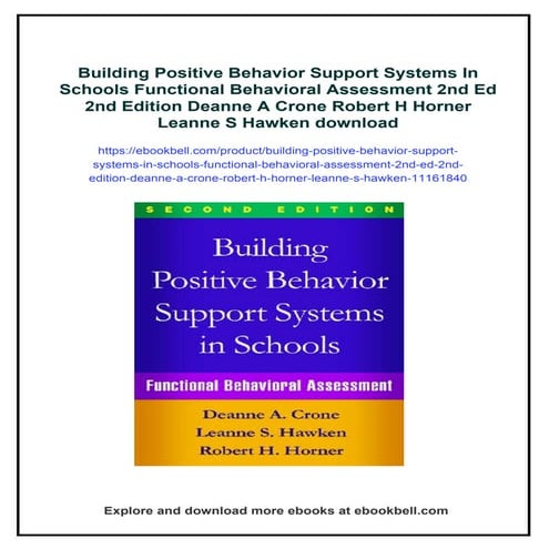Building Positive Behavior Support Systems In Schools Functional Behavioral Assessment 2nd Ed ...