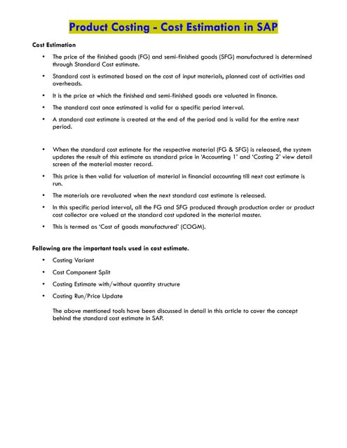 CK40N-Automation of Standard Cost Estimate | DOCX | Technology & Computing