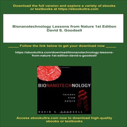 Bionanotechnology Lessons from Nature 1st Edition David S. Goodsell | PDF