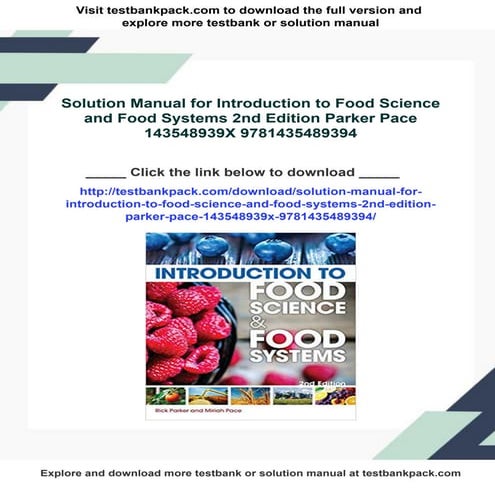 Solution Manual for Introduction to Food Science and Food Systems 2nd ...