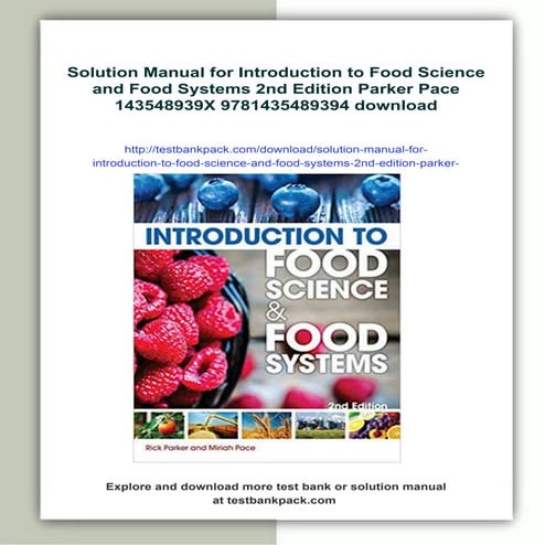 Solution Manual for Introduction to Food Science and Food Systems 2nd ...