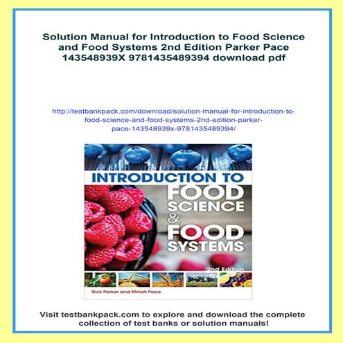 Solution Manual for Introduction to Food Science and Food Systems 2nd ...