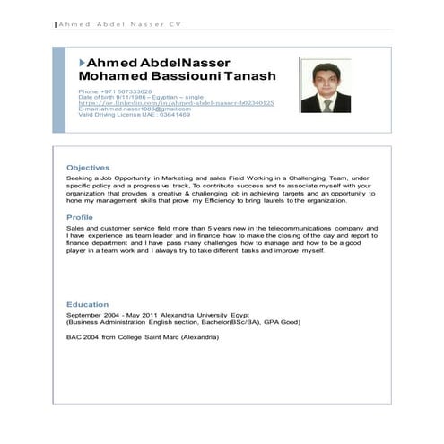 CV ahmed abdel nasser Update | DOCX