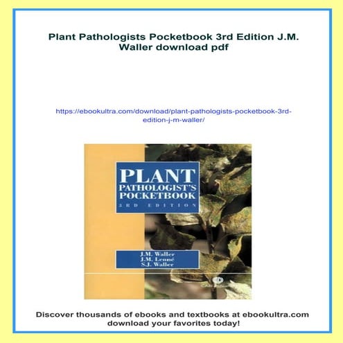 Plant Pathologists Pocketbook 3rd Edition J.M. Waller | PDF