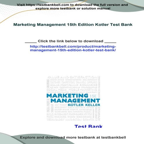 Complete Answer Guide for Marketing Management 15th Edition Kotler Test ...