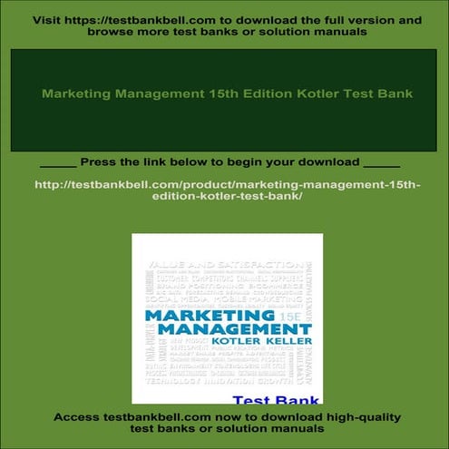 Marketing Management 15th Edition Kotler Test Bank | PDF