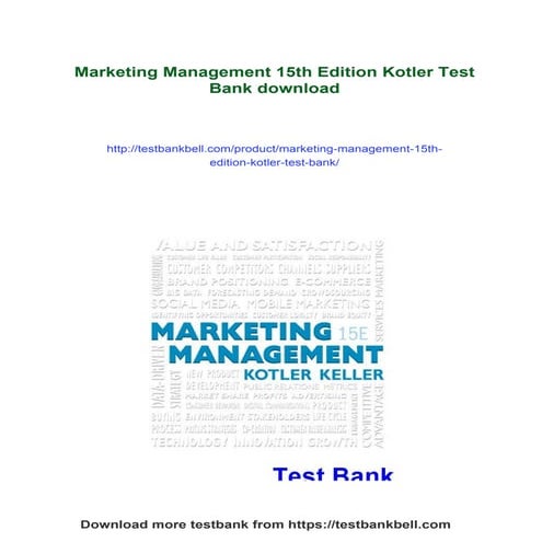 Marketing Management 15th Edition Kotler Test Bank | PDF