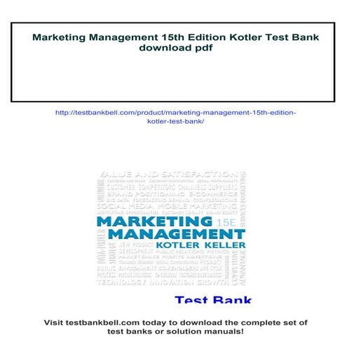 Marketing Management 15th Edition Kotler Test Bank | PDF