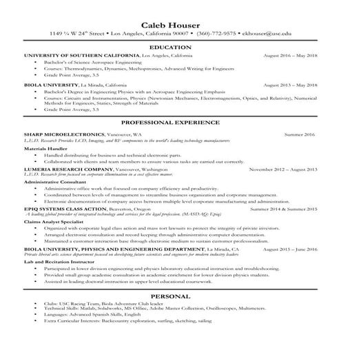 Caleb Resume September 2016 | PDF