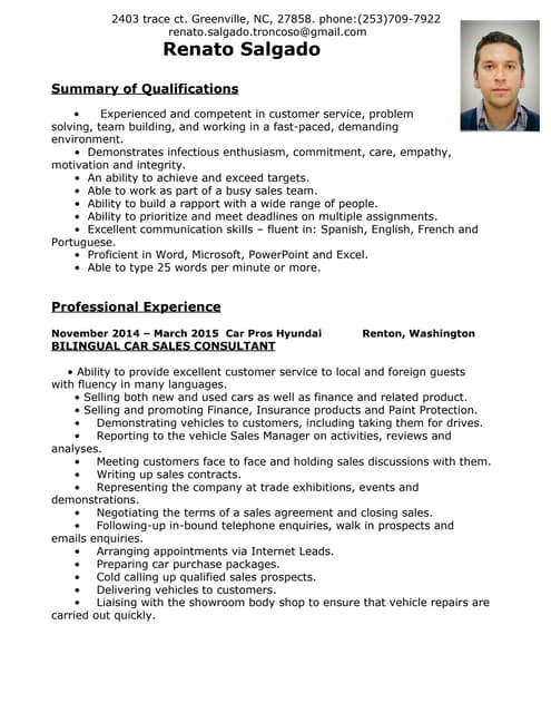 internal resume enterprise | DOCX | Sales | Business