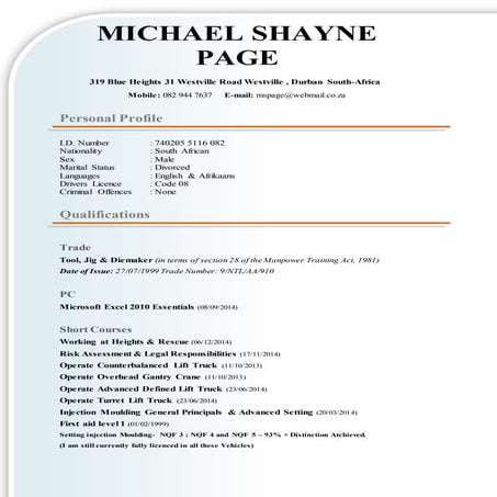 Michael`s New CV - Copy | DOCX