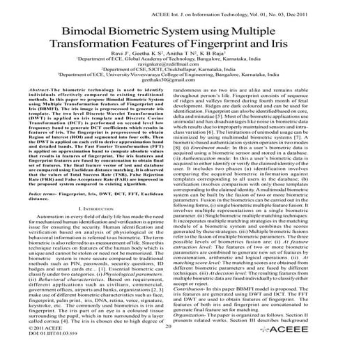 Bimodal Biometric System Using Multiple Transformation Features Of