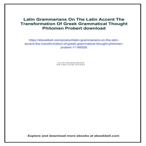 Latin Grammarians On The Latin Accent The Transformation Of Greek ...