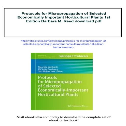 Protocols for Micropropagation of Selected Economically Important Horticultural Plants 1st ...