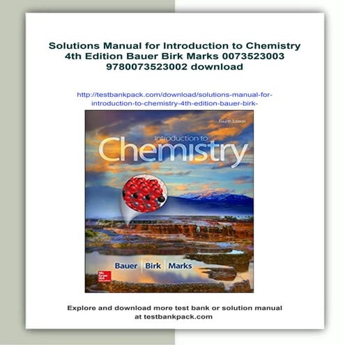 Solutions Manual for Introduction to Chemistry 4th Edition Bauer Birk ...