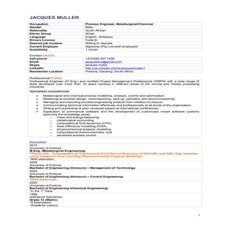 Jacques Muller CV | DOC